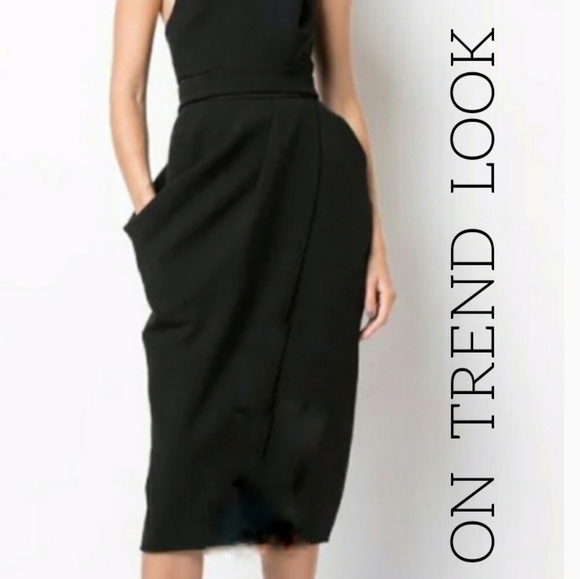 Aryn K | Skirts | Aryn K Black Tulip Gathered Pencil Midi Skirt L ...